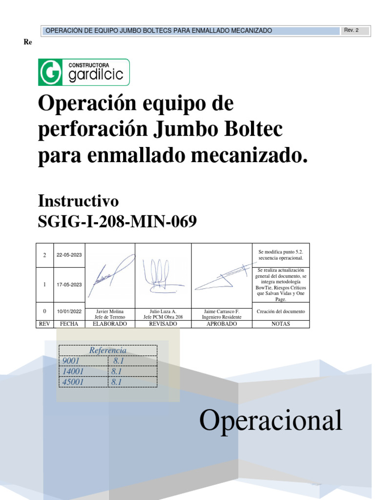 Operación Jumbo Boltec en Fortificación | PDF | Minería | Perforación