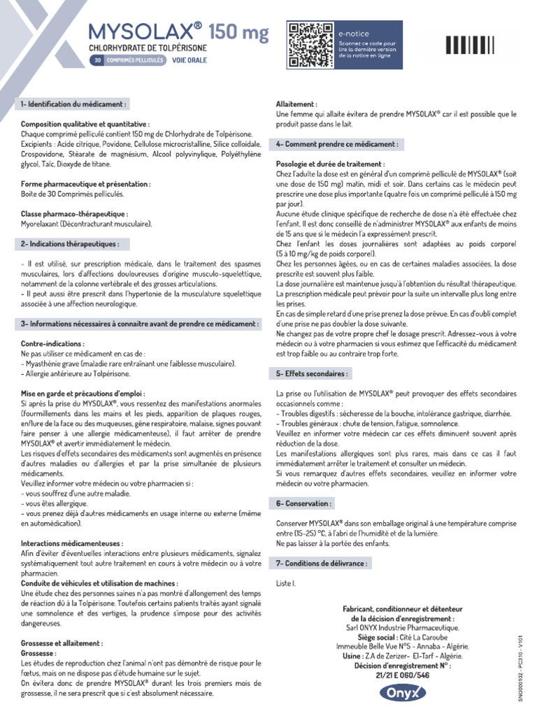 Notice Mysolax 150 | PDF