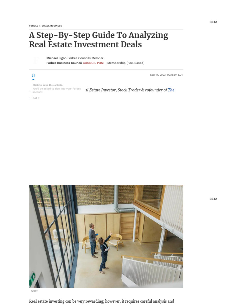 A Step-By-Step Guide To Analyzing Real Estate Investment Deals | PDF | Investing | Real Estate ...
