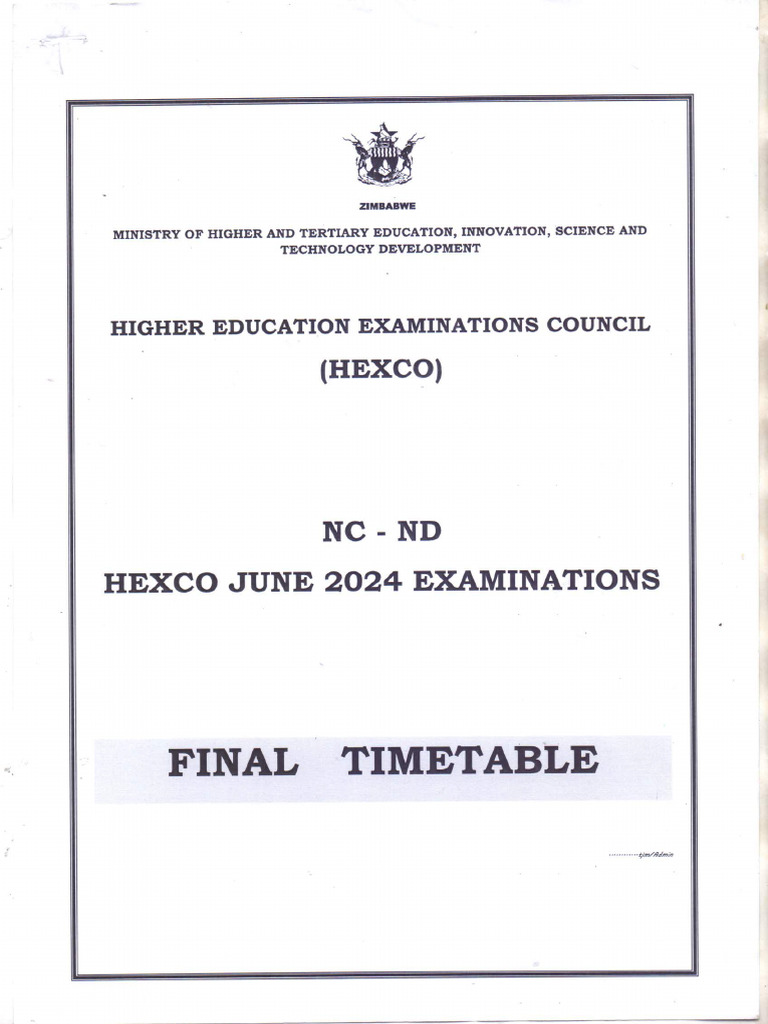 HEXCO JUNE FINAL TIMETABLE | PDF