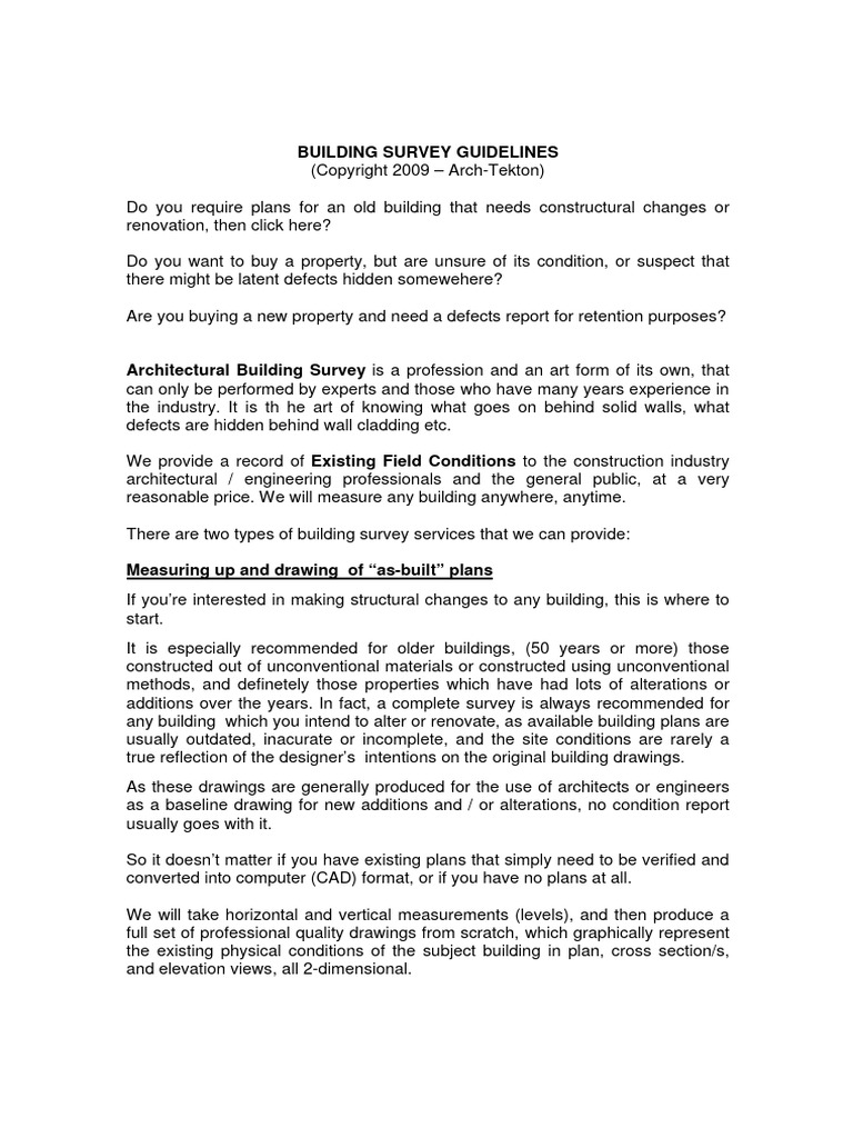 Building Survey Guidelines | PDF