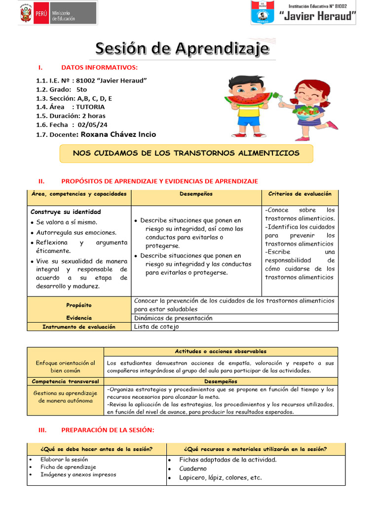 02 MAYO SESION TUTORIA NOS CUIDAMOS DE LOS TRASTORNOS ALIMENTICIOS | PDF | Desorden alimenticio ...
