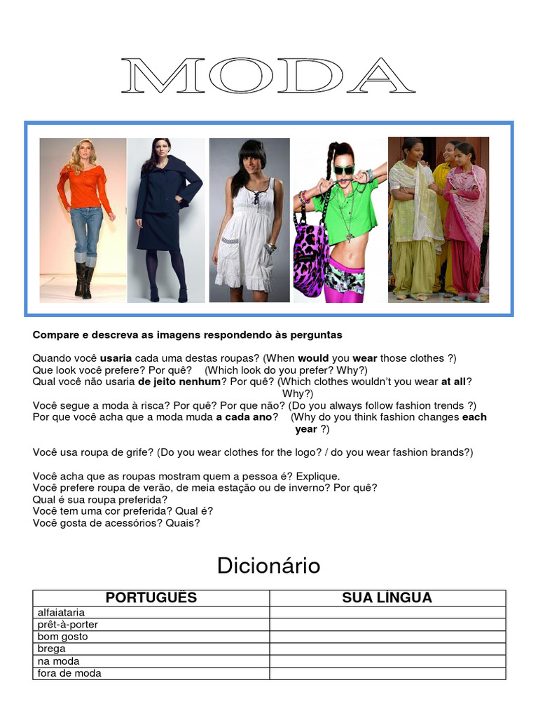 CONVERSA SOBRE MODA Moda-Aprendizagem-Da-Lingua-Integrado-No-Conteudo-Aulas - 121681 | PDF