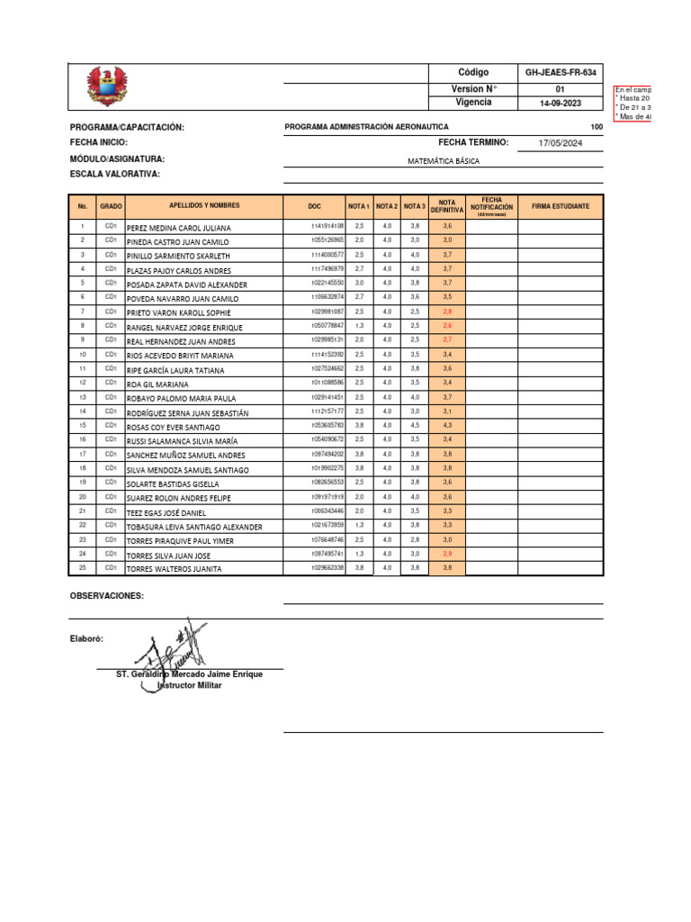 Notas Segundo Corte | PDF
