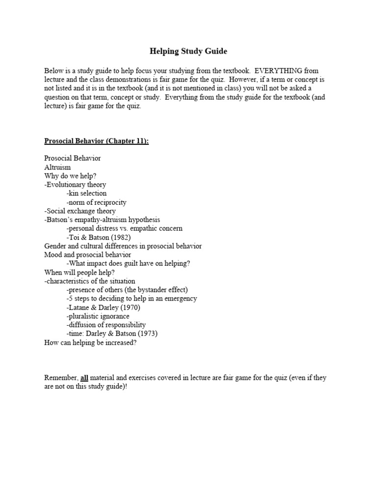 Helping Study Guide | PDF