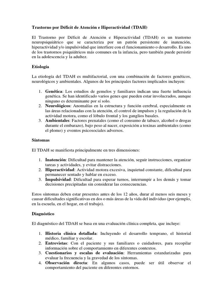 Trastorno Por Déficit de Atención e Hiperactividad | PDF | Desorden hiperactivo y deficit de ...