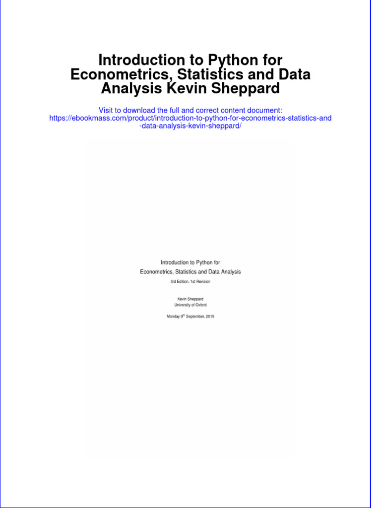 Introduction To Python For Econometrics Statistics And Data Analysis Kevin Sheppard Full Chapter 5720