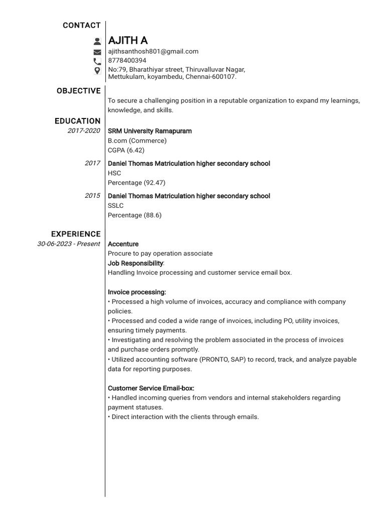 Ajith Resume | PDF | Accounts Payable | Computing