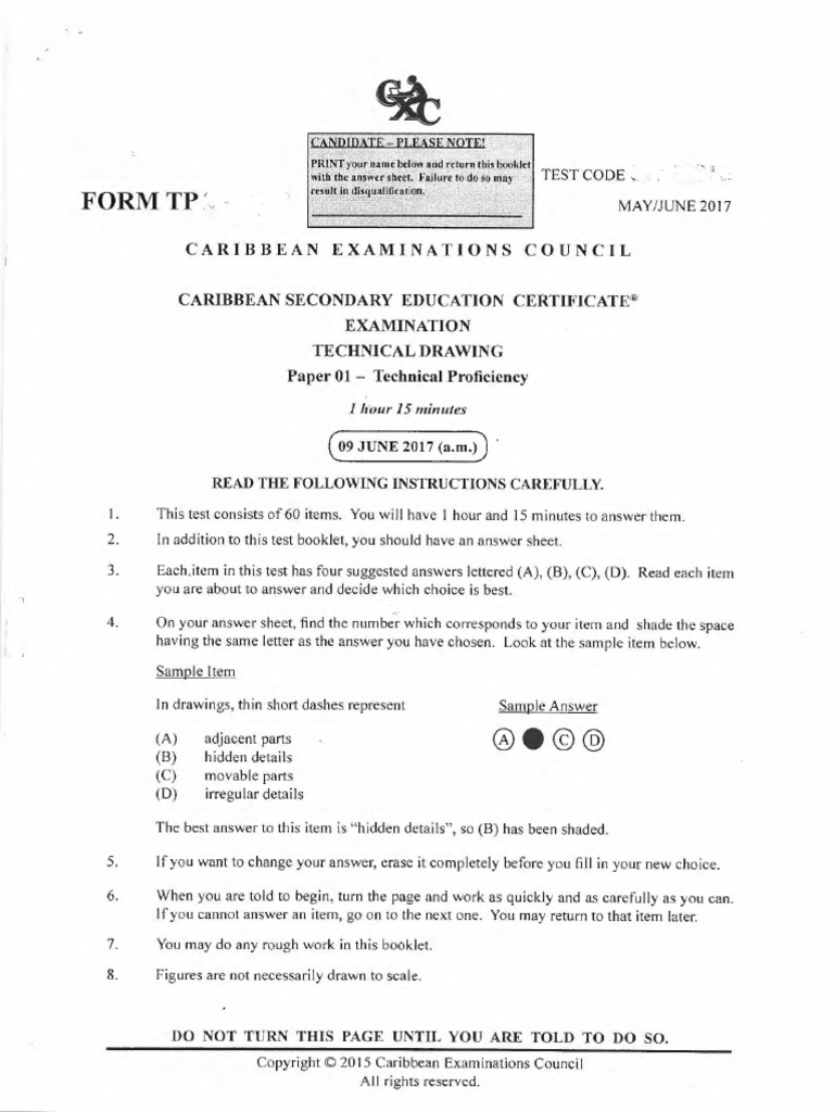 Csec Technical Drawing June 2017 Paper 1 | PDF | Euclid | Euclidean ...