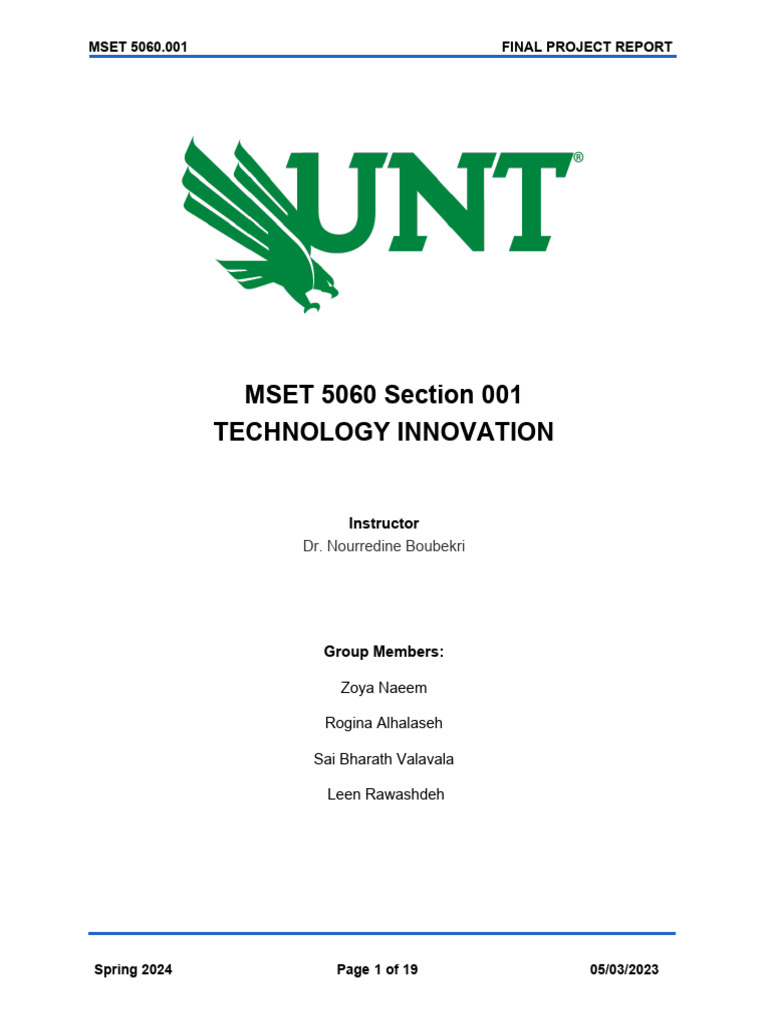 MSET 5060.001 Project Report - Final | PDF | Marketing | Innovation
