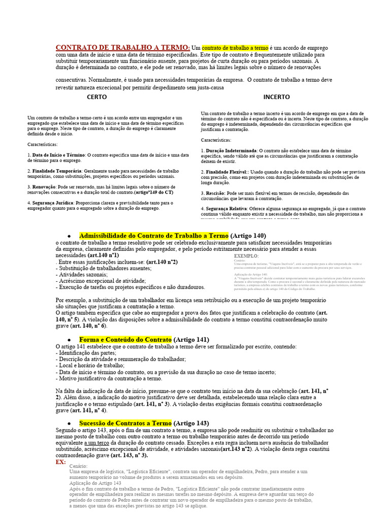Contrato de Trabalho A Termo | PDF | Emprego | Business