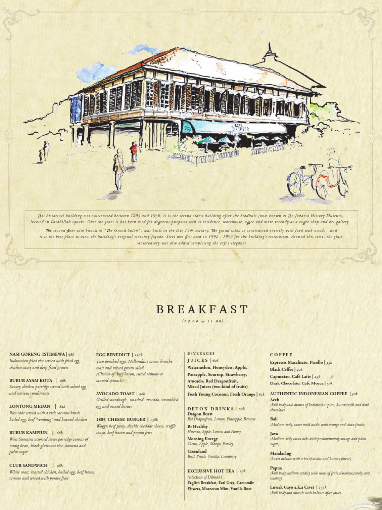 Cafe Batavia Menu Overview | PDF