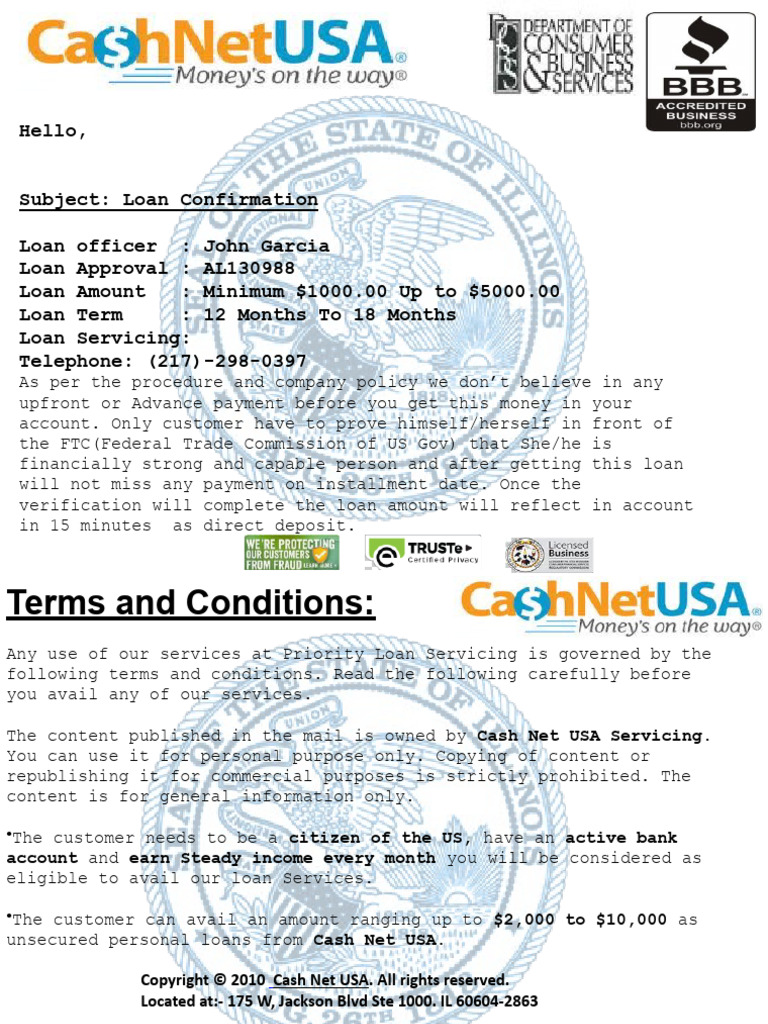 Cashnet Letter | PDF | Loans | Interest