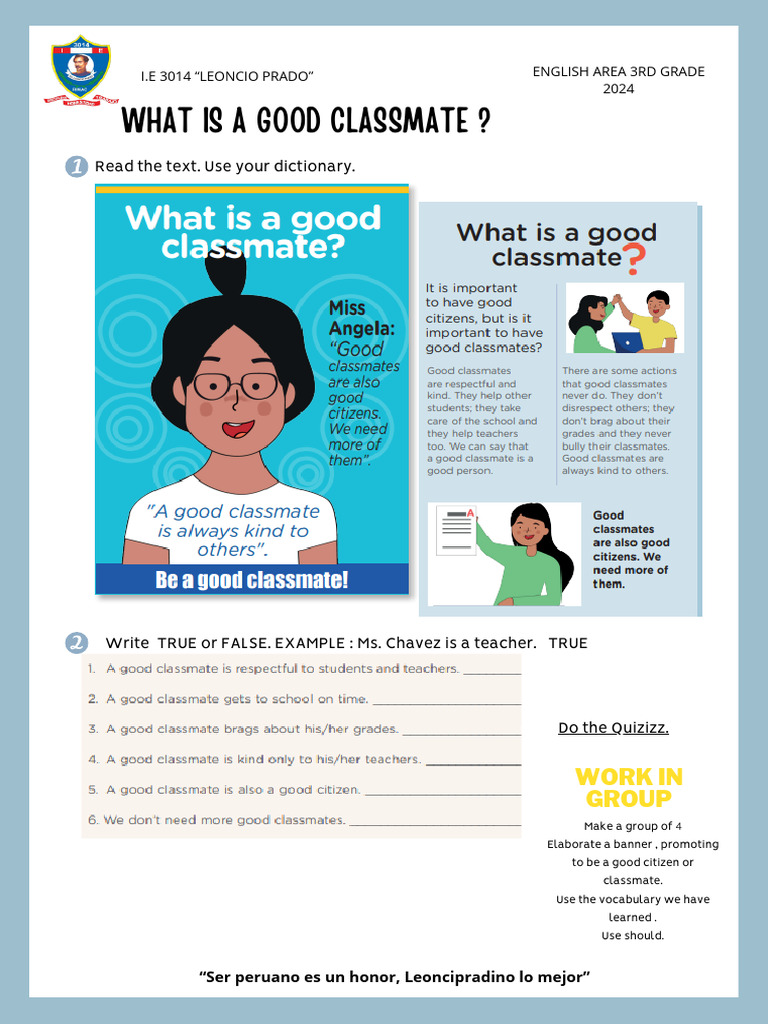 Good Classmate Guidelines for 3rd Grade | PDF