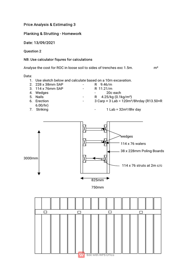 Building Up Rates - Planking & Strutting - Homework & Calculations | PDF
