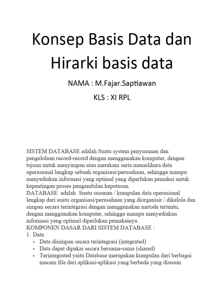 Konsep Basis Data & Hirarki Basis Data | PDF