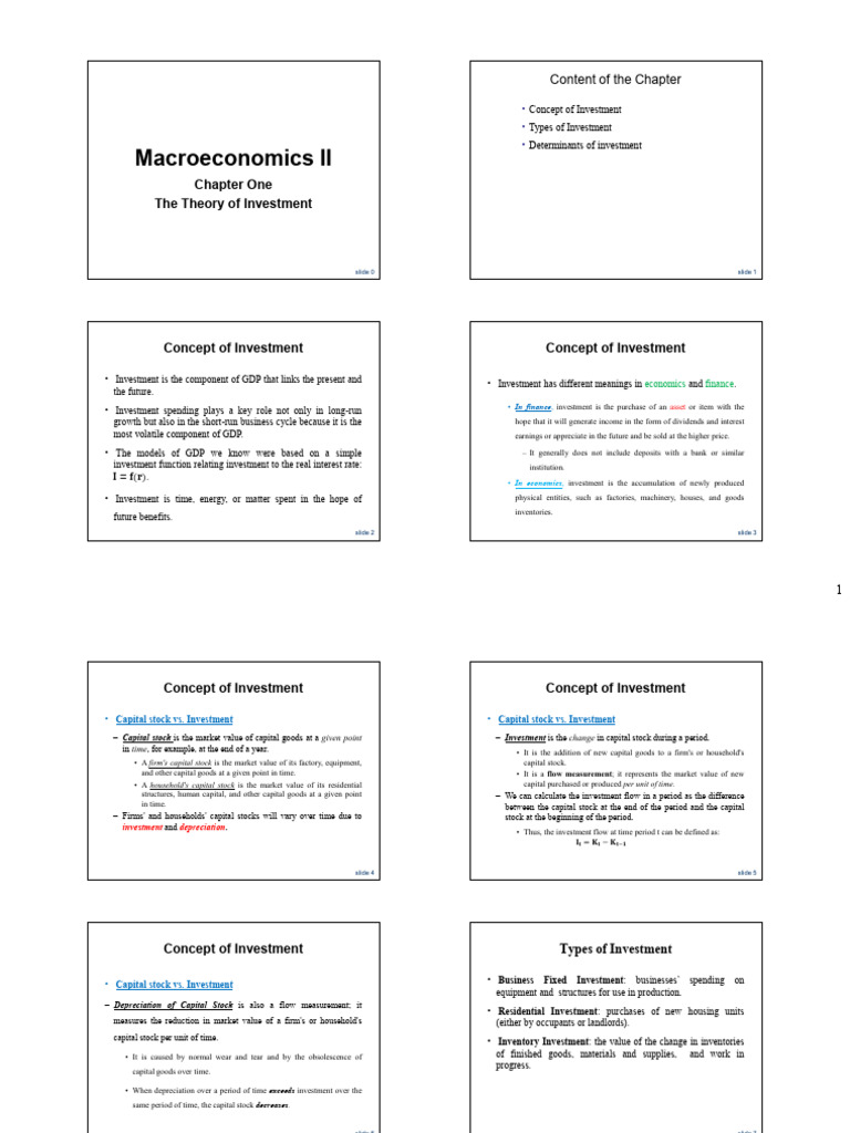 Macro II - Investment | PDF | Investing | Stocks