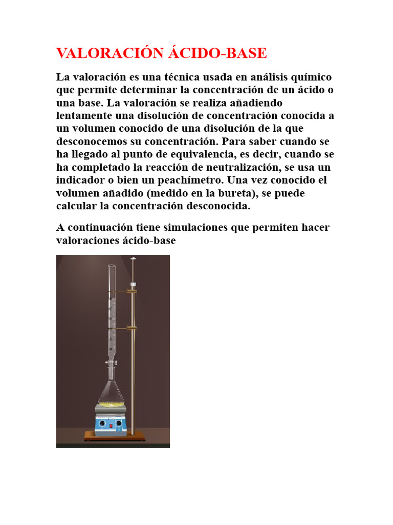 Valoración Ácido Base | PDF | Valoración | Química