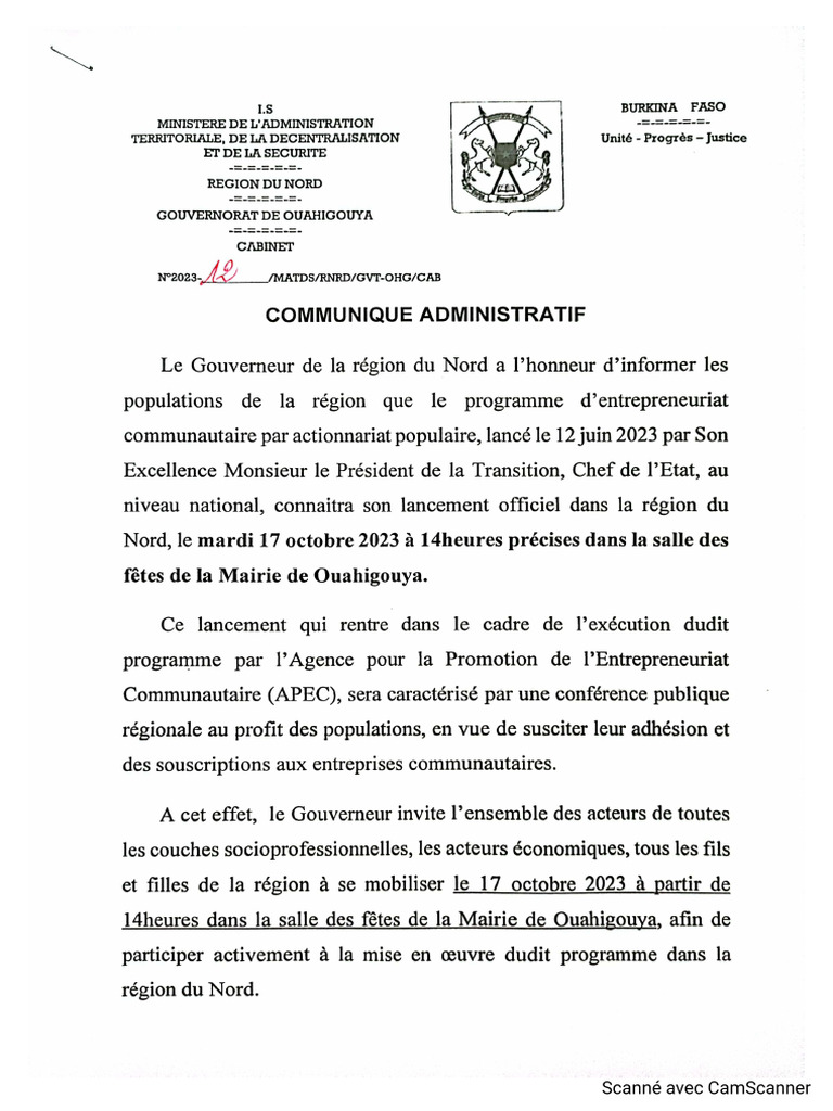 Communiqué | PDF