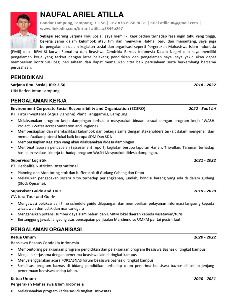 Naufal Ariel Atilla CV | PDF