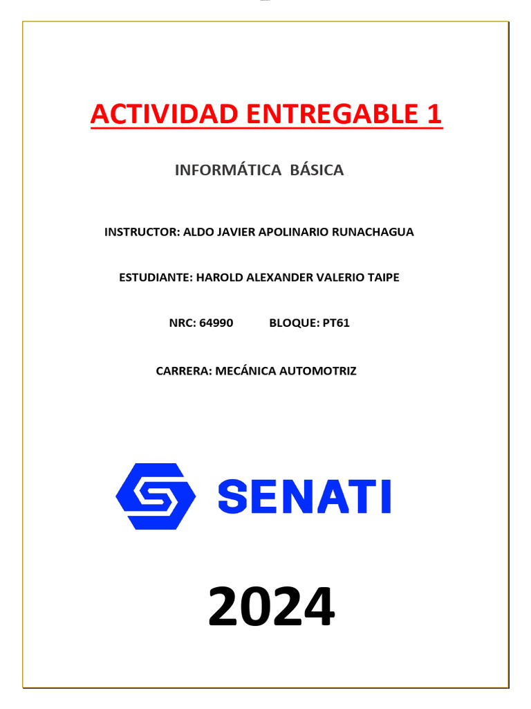 Actividad Entregable 1 Informatica Basica | PDF | Sistema operativo | Hardware de la computadora