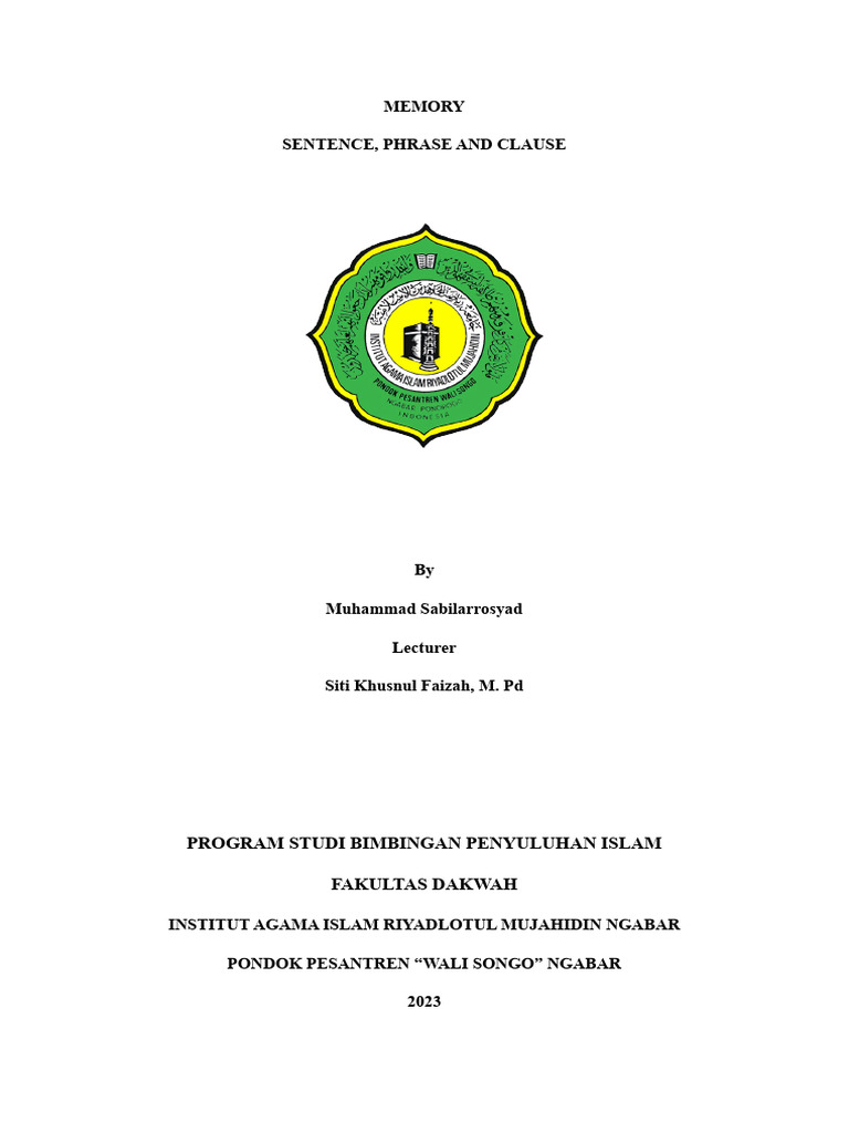 Memory Sentence, Phrase and Clause | PDF | Adverb | Verb