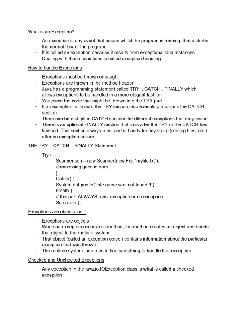 Exception Notes | PDF