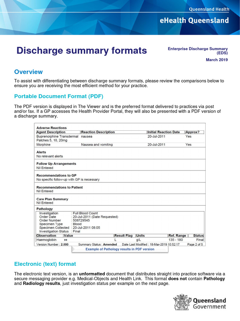 QH Discharge Summary Formats | Download Free PDF | Information Technology | Computing
