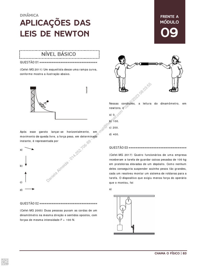 Aplicações Das Leis de Newton - Exercícios | PDF | Força | Massa