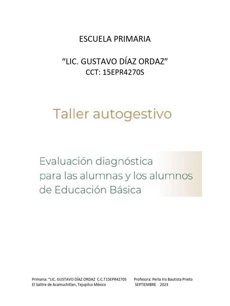 Taller Eval Diagnóstica Perla 2023 Mejoredu | PDF | Infografia | Evaluación