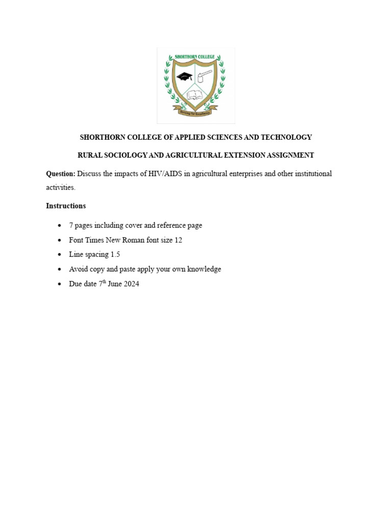 Rural Sociology and Agricultural Extension Open Distance Learning ...