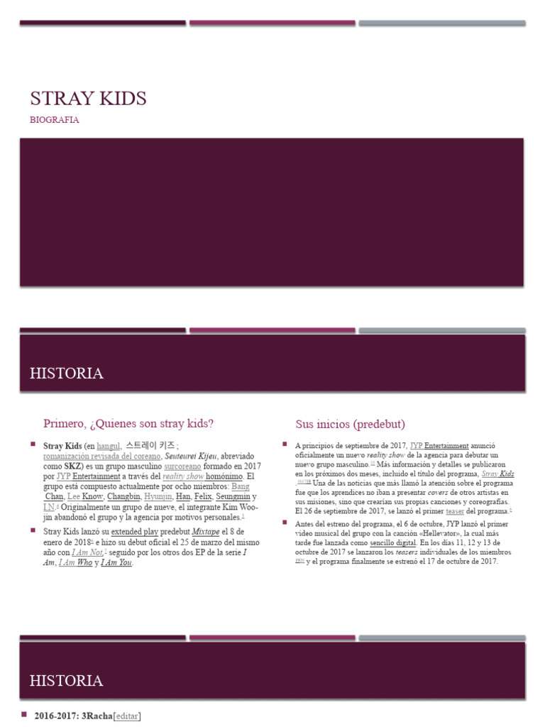 Historia de Stray Kids | PDF | Industria de la música | Música pop