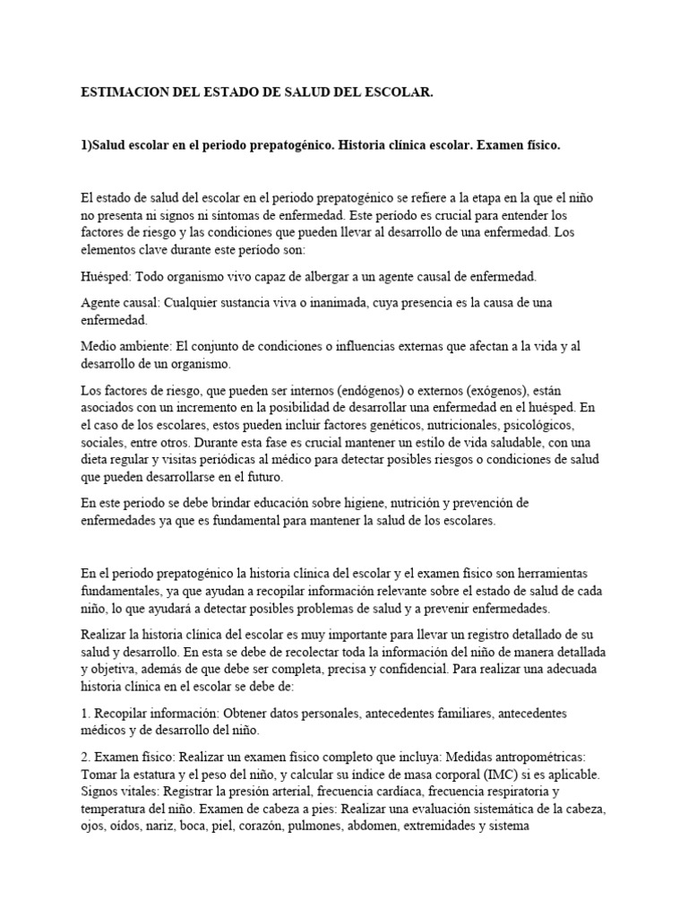 ESTIMACION DEL ESTADO DE SALUD DEL ESCOLAR | Descargar gratis PDF ...