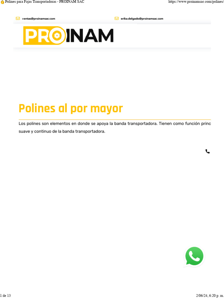 Tipos de Polines para Fajas Transportadoras | PDF | Ingeniería mecánica