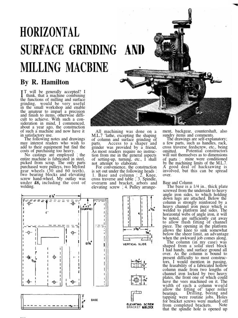 DIY Horizontal Surface Grinding Mill | PDF | Solder | Grinding ...