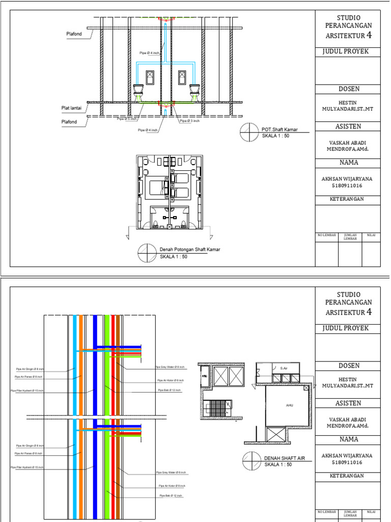 Denah Shaft Kamar dan Utilitas Hotel | PDF