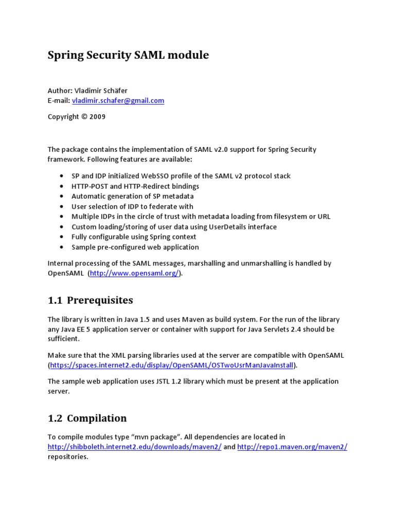 Spring Security SAML - Documentation | PDF | Metadata | Library (Computing)