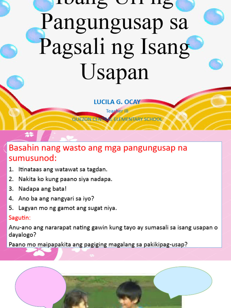 FILIPINO 6 PPT Q4 W5 Day 2 - Paggamit Ng Iba’t Ibang Uri Ng Pangungusap ...