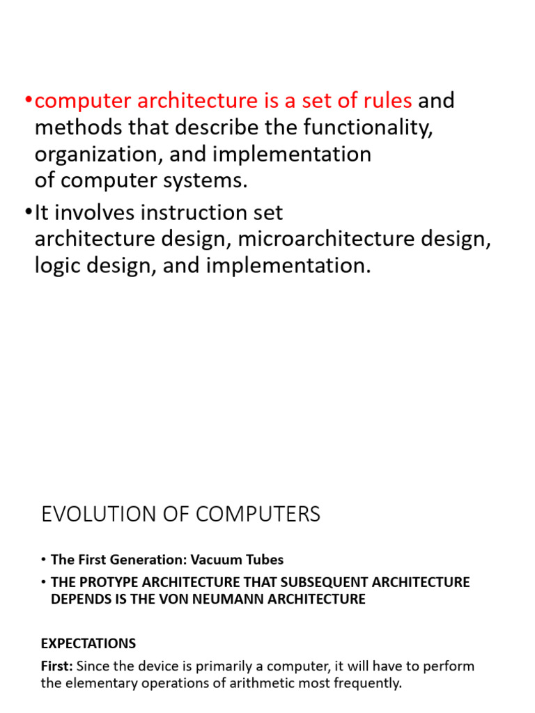 Overview of Computer Architecture Concepts | PDF | Central Processing ...
