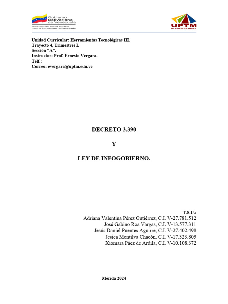 Decreto 3390 y Ley Infogobierno | PDF | Software libre | Gobierno E