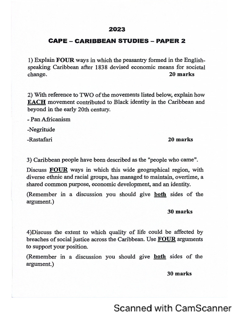 CAPE_Caribbean_Studies_P2_2023 | PDF