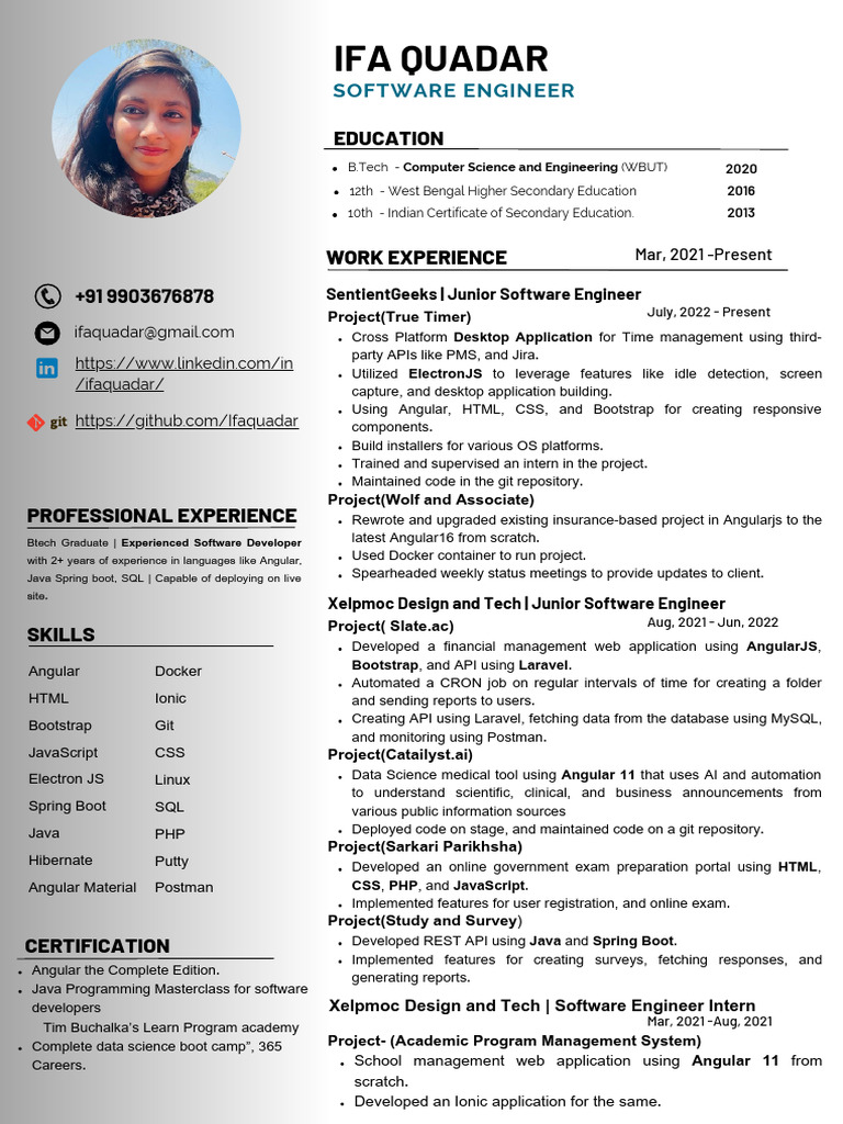 Ifa Resume 24july | PDF | Angular Js | Application Software