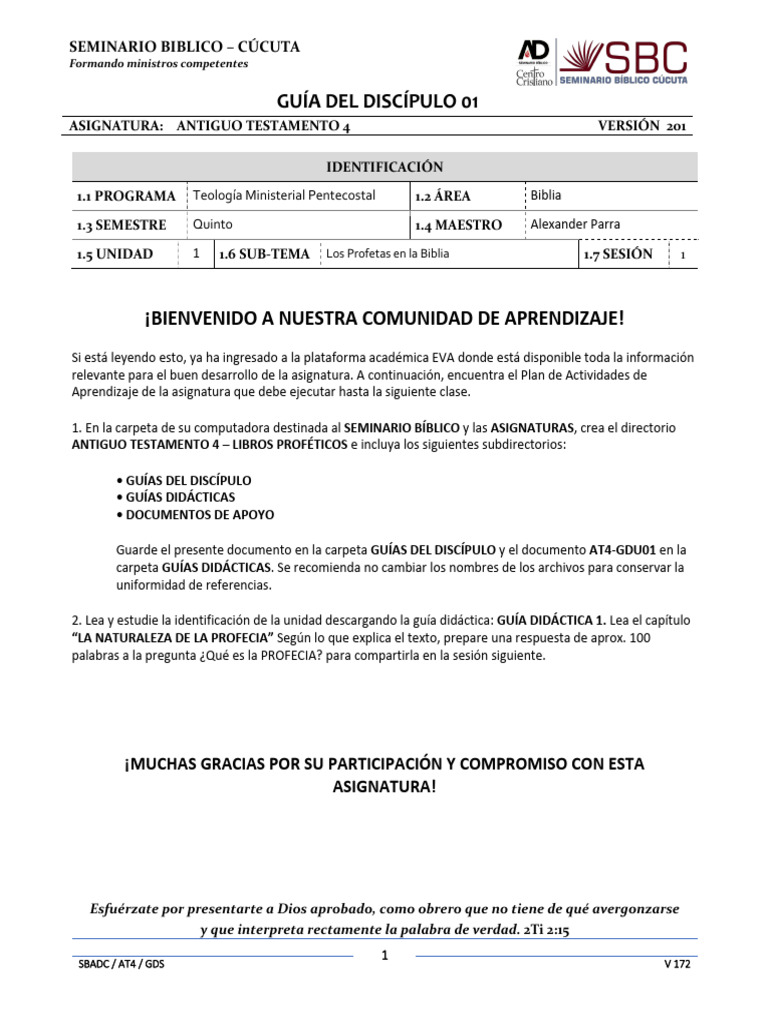 GDD 1 - UD1 - AT4 - Guía Del Discípulo | PDF | Biblia