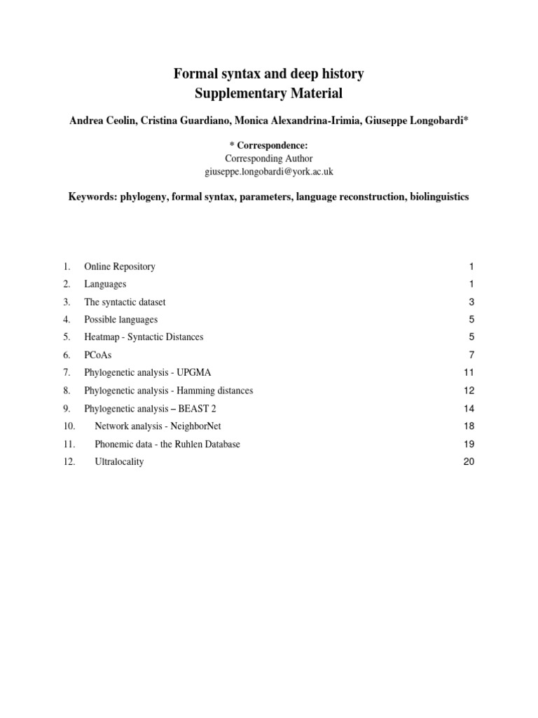 Formal Syntax and Deep History | PDF | Principal Component Analysis | Bootstrapping (Statistics)