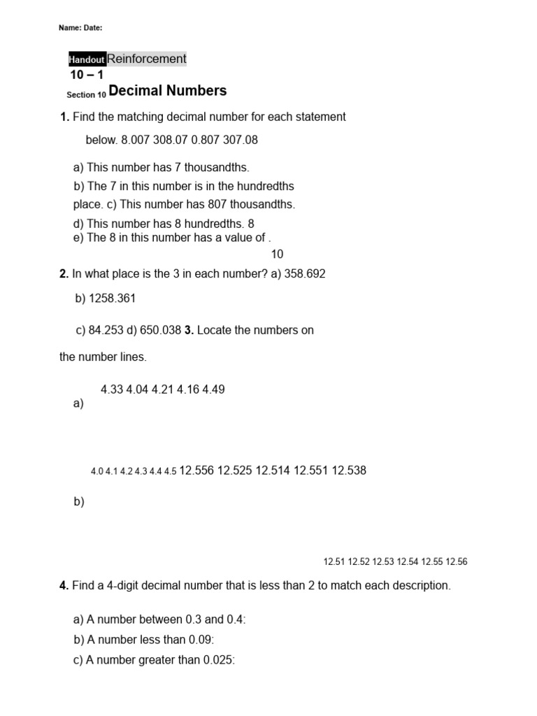 Decimals_1 | PDF | Arithmetic | Numbers
