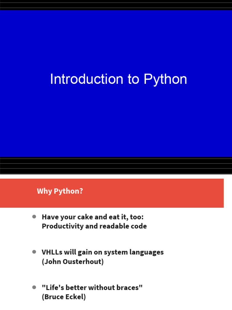 Introduction To Python Pdf Python Programming Language Object Oriented Programming