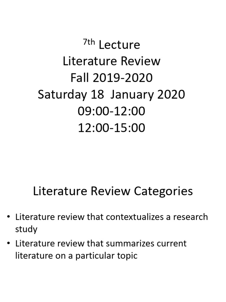 7th Lecture Literature Review | PDF | Theory | Literature Review