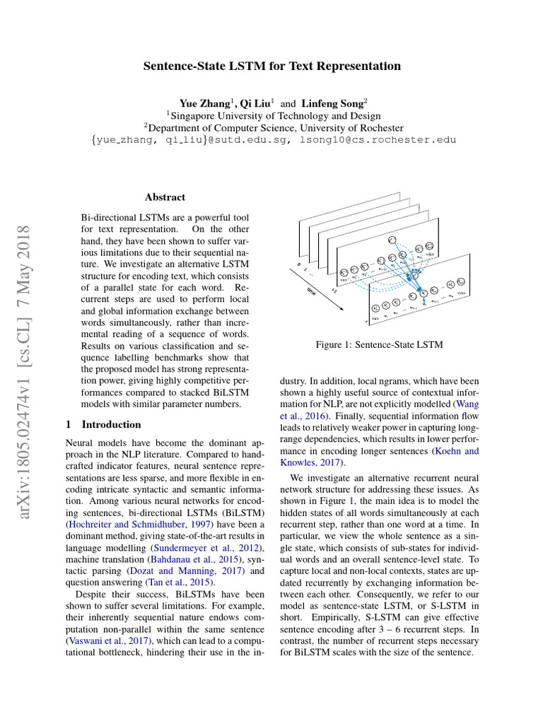 Sentence-State LSTM For Text Representation | Download Free PDF | Computer Science | Artificial ...