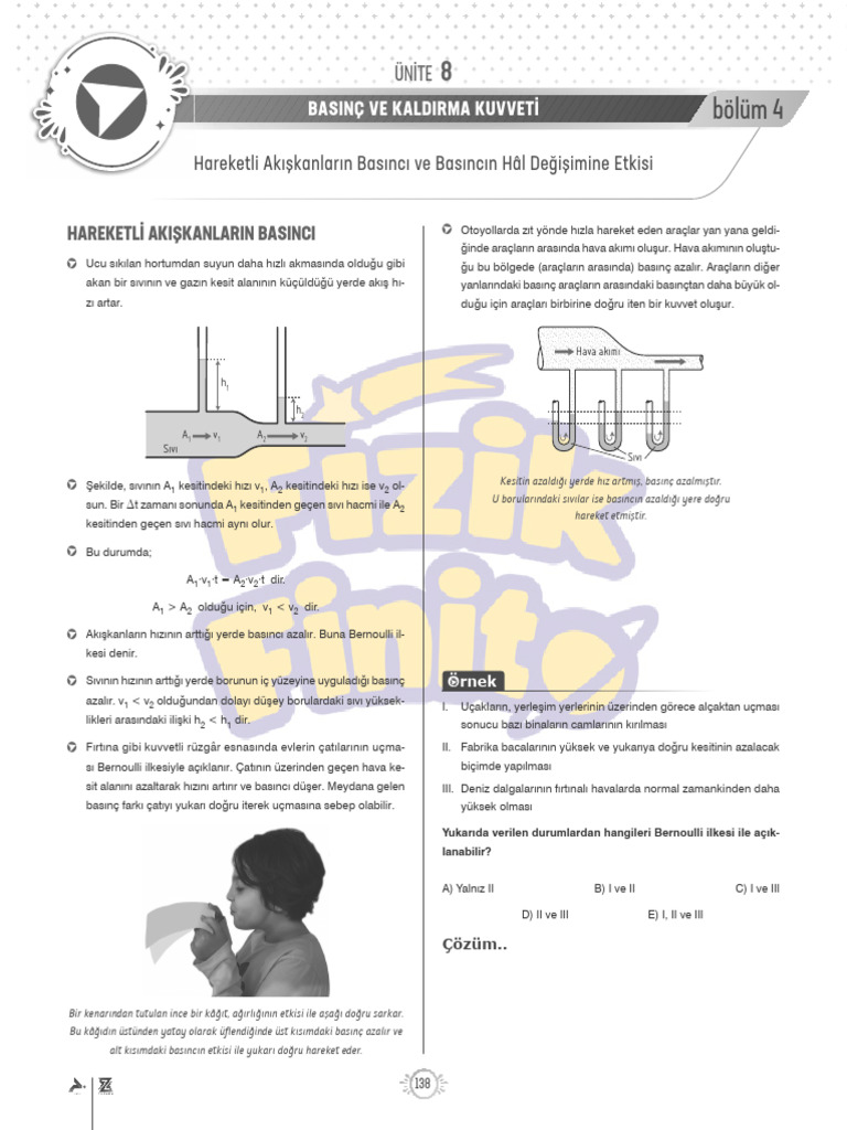 Tyt Fizik Basinc Ve Kaldirma Kuvveti Akiskanlar Basinci Konu Anlatimi PDF | PDF