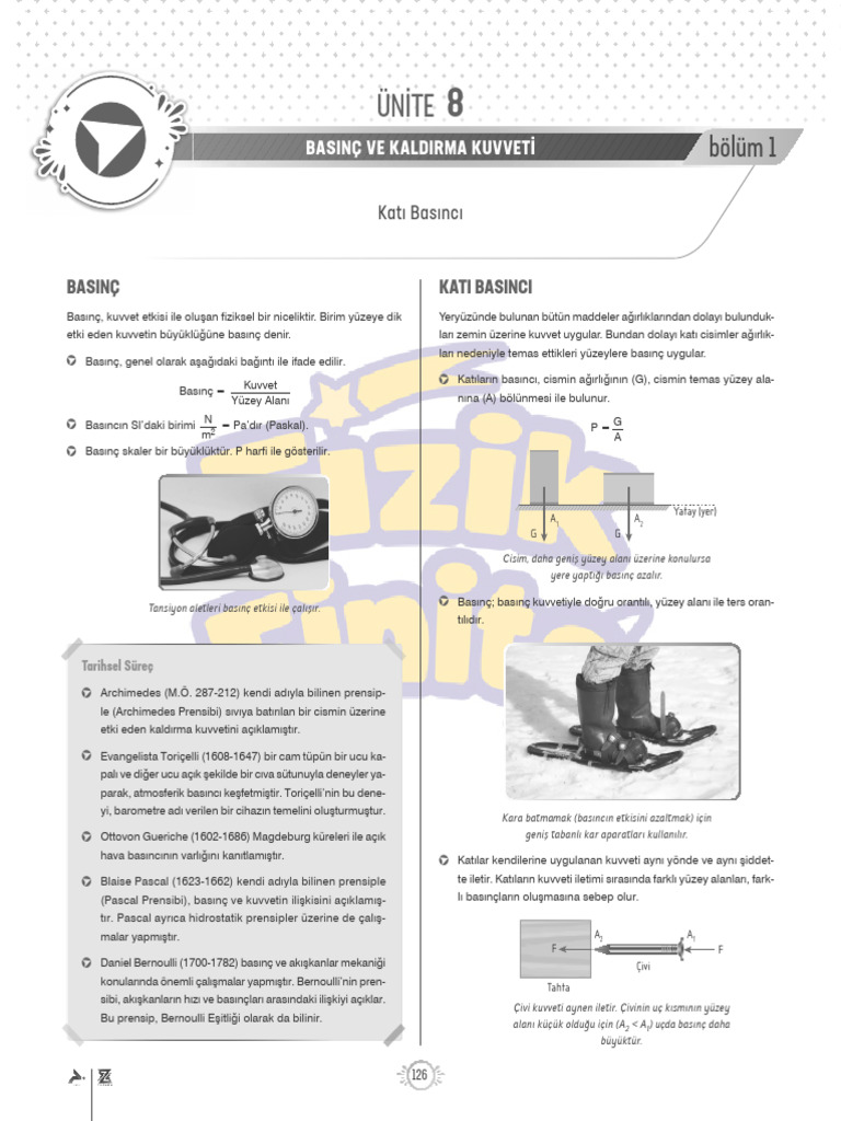 Tyt Fizik Basinc Ve Kaldirma Kuvveti Kati Basinci Konu Anlatimi PDF | PDF